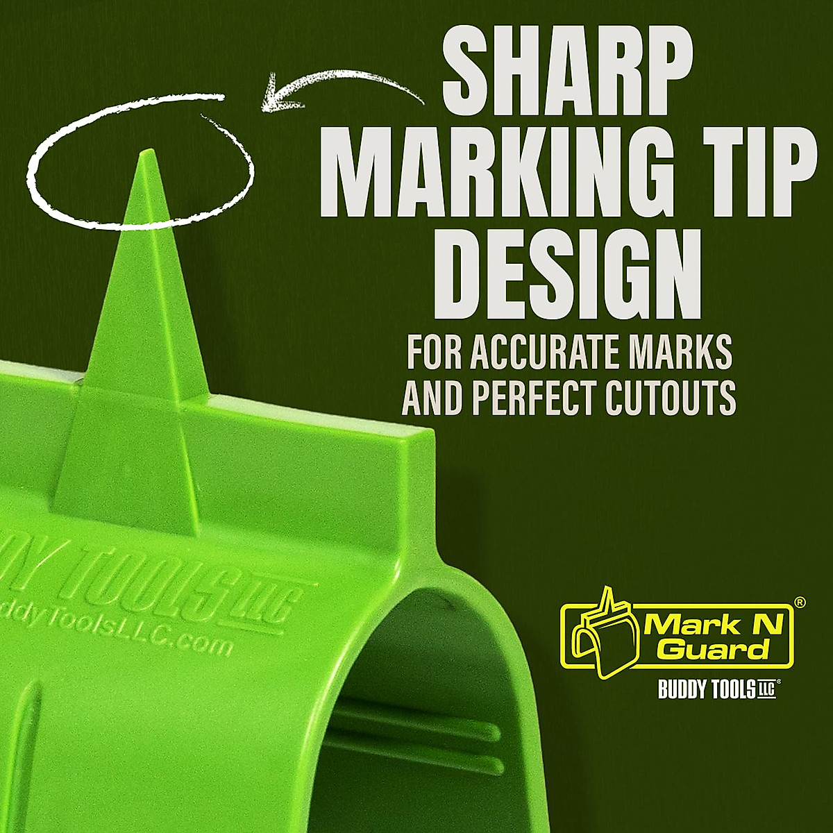 Mark N Guard by Buddy Tools LLC - Outlet Marker for Drywall Installation - Easy Drywall Marking Tool for Electrical Outlets, Electric Wire Protection Made with Strong ABS Plastic - No Measuring Needed