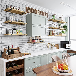 Fixwal 10 Pack Floating Shelves for Wall, Rustic Wood Wall Shelves for Bedroom, Kitchen, Bathroom Decor, Book Shelves for Living Room