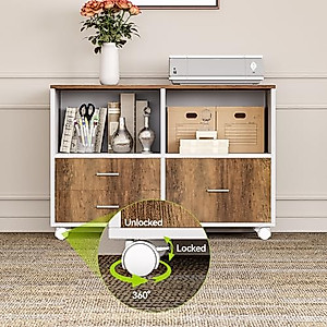 LITTLE TREE 63-inch L-Shaped Executive Computer Desk and File Cabinet, Office Desk with Drawers Filing Cabinet,Credenza Desk Set for Home Office