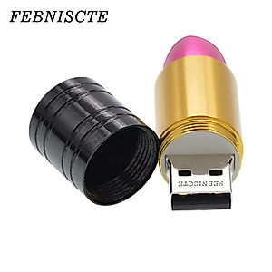 FEBNISCTE 32GB USB 2.0 Flash Drive Memory Stick Metal Lipstick Shape Style Pendrive High Speed 32 GB Thumb Drive Zip Drive