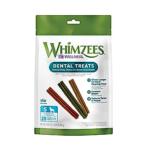 WHIMZEES by Wellness Dental Chews for Dogs, Natural, Long Lasting Treats for Cleaner Teeth & Fresher Breath, Grain Free & Hypoallergenic, 28 Chews