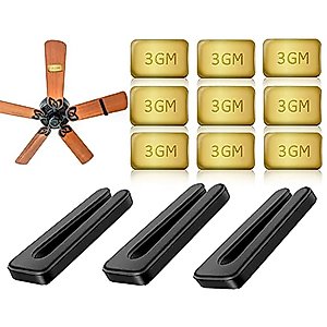 HFYHWT 12 PCS Ceiling Fan Blade Balancing Kit, 3 Sets Fan Balance Kit Including 3 Pcs Resilient Fan Balance Clips and 9 Pcs Metal Self-Adhesive 3G Weight, Practical Ceiling Fan Balancing Kit