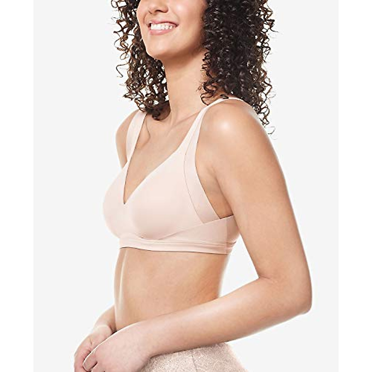 Warner's Women's No Side Effects Underarm and Back-Smoothing Comfort Wireless Lightly Lined T-Shirt Bra Ra2231a, Rosewater, Large