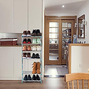 Xerhnan 3-Tier Stackable Small Shoe Rack, Lightweight Shoe Shelf Storage Organizer for Entryway, Hallway and Closet(Blue)