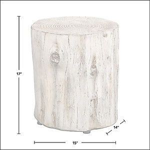 FirsTime & Co.® Bleached Arbor Log Table, American Crafted, Bleached Beige, 15 x 14 x 17 ,