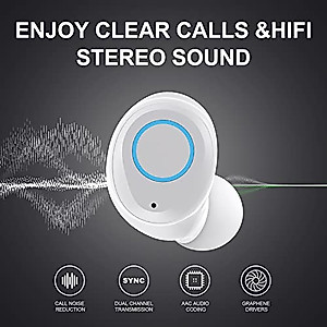 Wireless Earbud, Bluetooth 5.1 Headphones Sports Bluetooth Earbud with Deep Bass, Wireless Earphones in-Ear with Microphone USB-C Charging, IPX7 Waterproof Noise Cancelling Earbud for Running White
