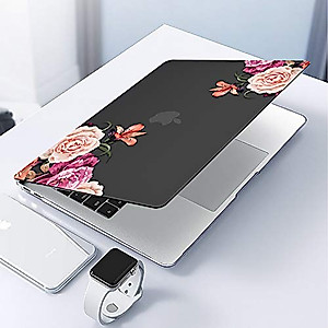 iLeadon MacBook Pro 13 inch Case 2020 Release Model A2338 M1/A2251/A2289, Plastic Hard Shell Case with Keyboard Cover Only Compatible 2020 New MacBook Pro 13 with Touch Bar Fits Touch ID, Peony Flower