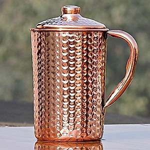 HealthGoodsIn - Pure Copper (99.74%) Hammered Water Jug | Copper Pitcher for Ayurveda Health Benefits (50.7 US Fluid Ounce)