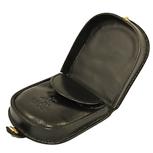 Visconti TRY-5 Smooth Soft Leather Coin Purse Pouch Tray/Money Change Holder, Black, Small