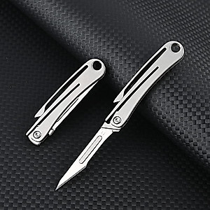 NBGDY Small Titanium Utility Knife,EDC Pocket Knife Folding Knife with 10 Blades,Ultralight Keychain Knife only 0.32oz.(kpq-1031)