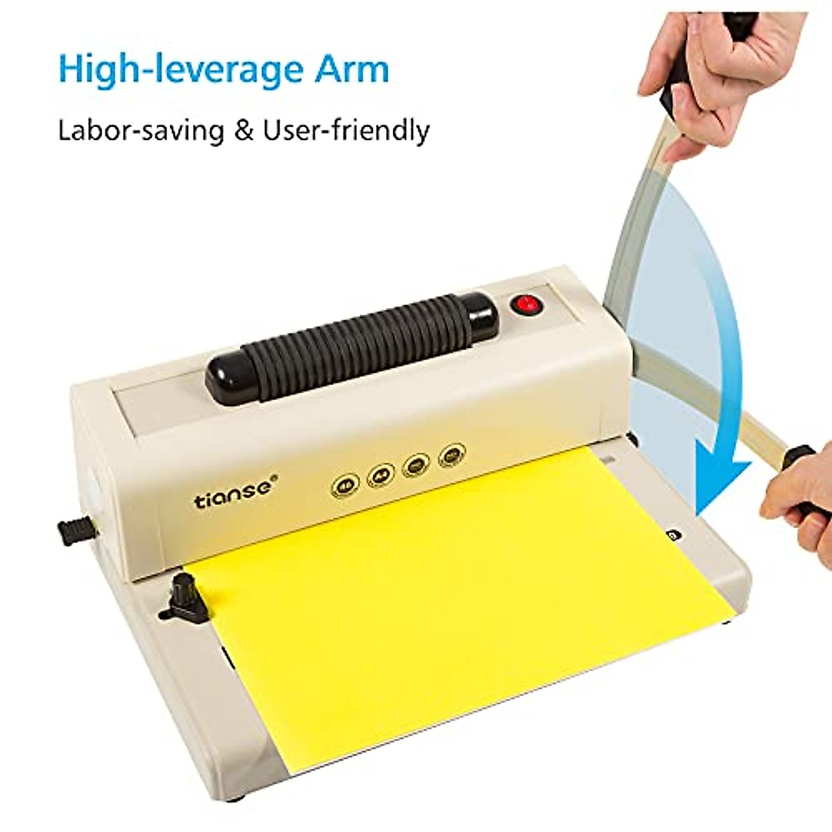 TIANSE Binding Machine, Spiral Coil Binder Machine, Electric Coil Inserter, 15 Sheets Punch Capacity, Suit for Letter Size / A4 / A5 Book Maker, with 100pcs 5/16'' Plastic Coil Binding Spines & Plier