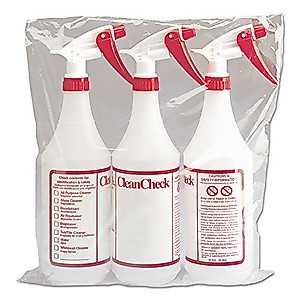 Boardwalk BWK03010 HDPE 32 oz. Trigger Spray Bottles - Clear/Red (3/Pack)
