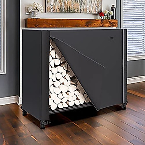 RitPin Firewood Rack Cover Outdoor 4 Feet Firewood Log Rack Cover Protector, Windproof, Waterproof Design, Protection and Storage for Wood,Black