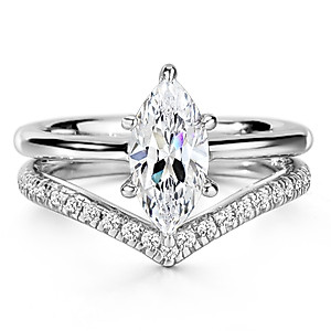Michooyel 1.5ct Marquise Cut 2in1 Women's Engagement Ring Simulated Diamond Wedding Bands Ring Bridal Set Sterling Silver Promise Ring For Women
