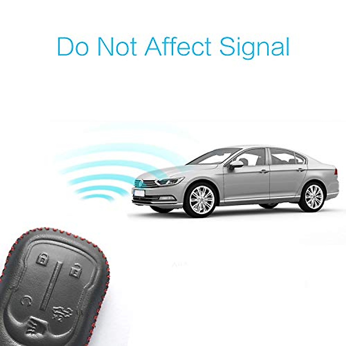 Compatible with fit for 2019 Chevrolet Silverado 1500 2500 HD 3500 HD, 2019 GMC Sierra 1500 2500 HD 3500 HD 5 Buttons HYQ1EA Leather Case Key Fob Cover Keyless Remote Start Control Holder Protector