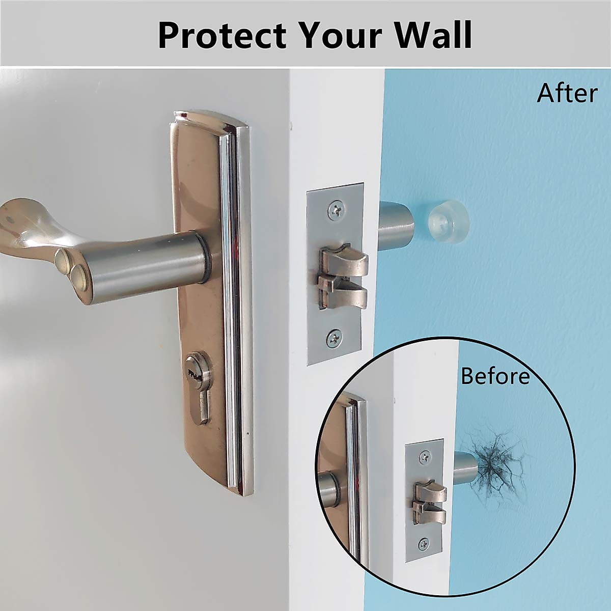 Door Knob Stopper Rubber Wall Protector, Door Knob Bumpers for Wall, 18PCS Small Door Stopper and 20 PCS Bumper Pads, Bumpers Doorstop, Cabinet Door Wall Protector