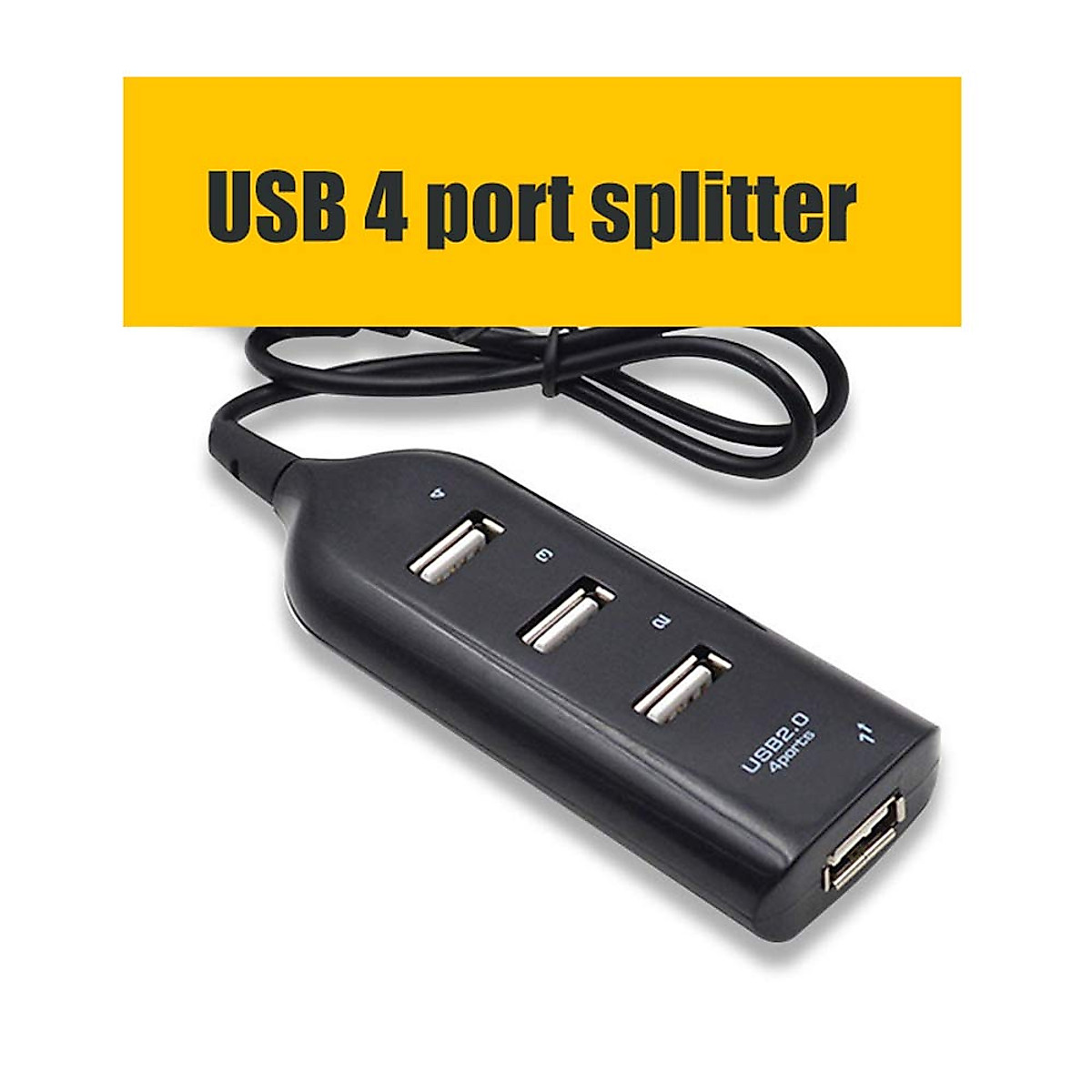 Trusway Portable Mini USB 2.0 Multiport with 4 Port Hub Splitter Adapter Reader Slot Ultra-Slim Compatible with Mobile HDD Mobile MacBook Laptop Black