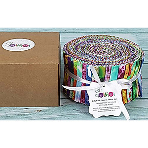 Soimoi 40Pcs Tie Dye Print Cotton Precut Fabrics for Quilting Craft Strips 2.5x42inches Jelly Roll - Multicolor