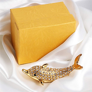 Waltz&F Diamond golden dolphin Hand-Painted Trinket Box Animal Jewelrybox Figurine Collectible Ring Holder