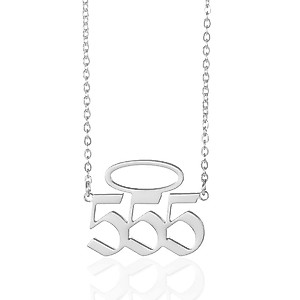 Aprila Women Necklace,Stainless Steel Minimalist Angel Number 555 Pendant Necklace Jewelry