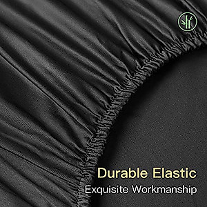 Shilucheng Cooling Breathable Bamboo_ Bed Sheets Set - King Size,1800 Thread Count Super Silky Soft with 16 Inch Deep Pocket, Machine Washable, 4 Piece (King,Black)