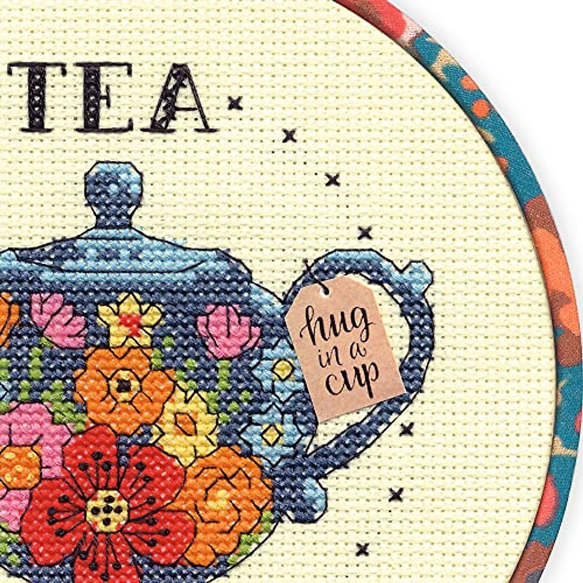 Dimensions Tea Time Counted Cross Stitch Kit for Beginners, 6" Diameter, 6 Piece