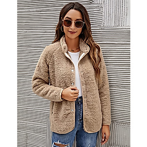 Micoson Cardigan for Women Oversized Fuzzy Fleece Long Sleeve Open Front Hooded Jacket Coat Winter Outwear with Pockets