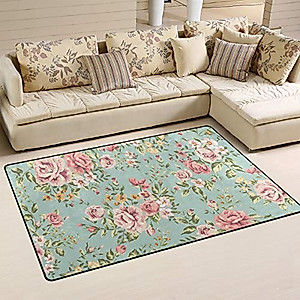 ALAZA Shabby Chic Floral Blossom Area Rug Rugs Non-Slip Floor Mat Doormats Living Dining Room Bedroom Dorm 31 x 20 inches Home Decor