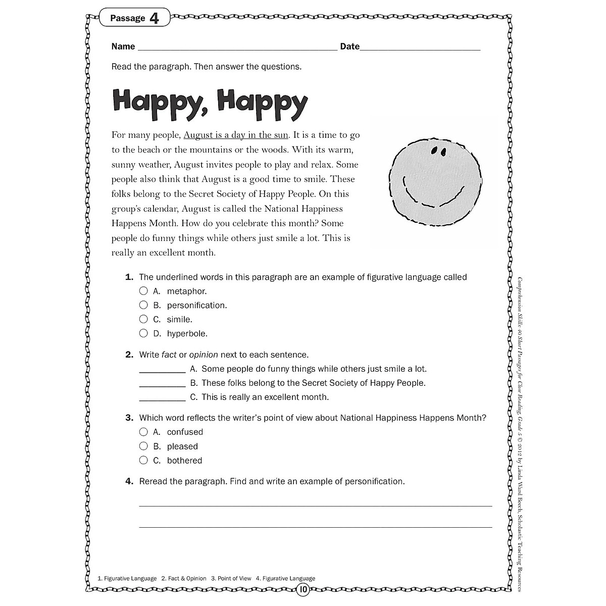 Scholastic Teaching Resources SC-546056 Comprehension Skills Gr 5 40 Short Passages For Close Reading