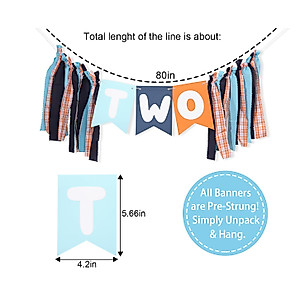 Two High Chair Banner Garland - Boys 2nd Birthday Party Decorations,2nd Birthday Highchair Banner,Baby Cartoon Game Party Decor,Puppy Two Birthday Ribbon Baby Showes