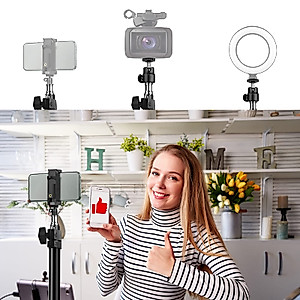 Obeamiu 2 Pack C Clamp Desk Mount Light Stand with 1/4" Ball Head and Hot Shoe Mount Adapter, 15.5-25.5 Inch Adjustable Tabletop Bracket Stand for DSLR Camera, Ring Light, Video Monitor, Microphone