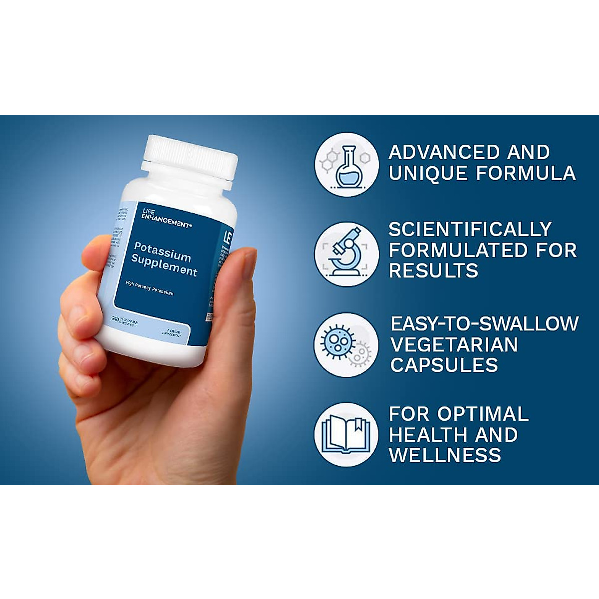 Life Enhancement Potassium Supplement, 1020 mg,120 Servings, 240 caps