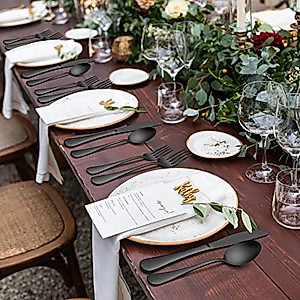 Homikit 40-Piece Matte Black Silverware Set, Stainless Steel Flatware Cutlery Set for 8, Modern Eating Utensils Include Knives Forks Spoons, Fancy Tableware for Home Restaurant Party, Dishwasher Safe