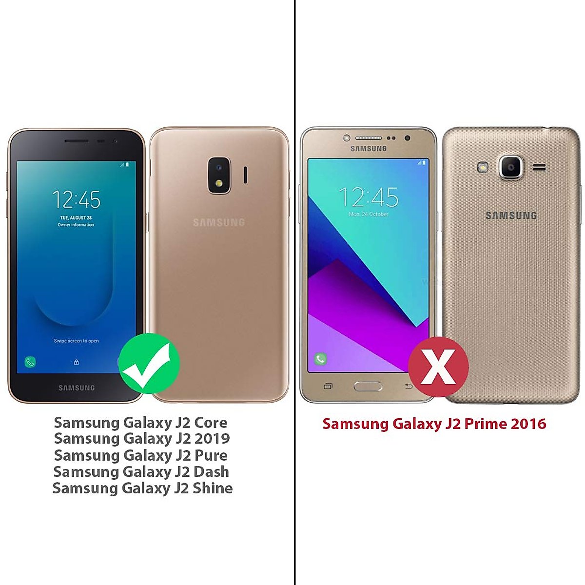 TJS Phone Case Compatible with Samsung Galaxy J2 Core/J2 2019/J2 Pure/J2 Dash/J2 Shine, Hybrid Shock Absorbing Carbon Fiber Back Hard TPU Inner Layer (Black)