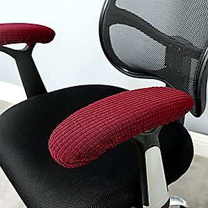 iayokocc 1pair Office Chair Armrest Cover Removable Desk Chair Arm Pad Cushions Elastic Washable Chair Arm Rest Covers Waterproof Fabric Chair Armrest Slipcovers (Wine Red)