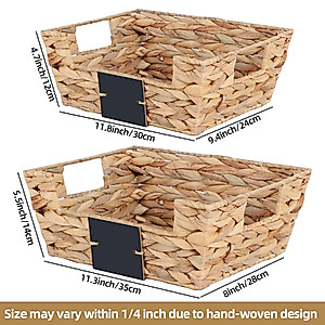 OUTBROS Storage Box Hand-Woven Wicker Storage Baskets, Multipurpose Open-Front Bin, Shelf Nesting Baskets, Desktop Makeup Organizer Container with Built-In Carry Handles, Water Hyacinth