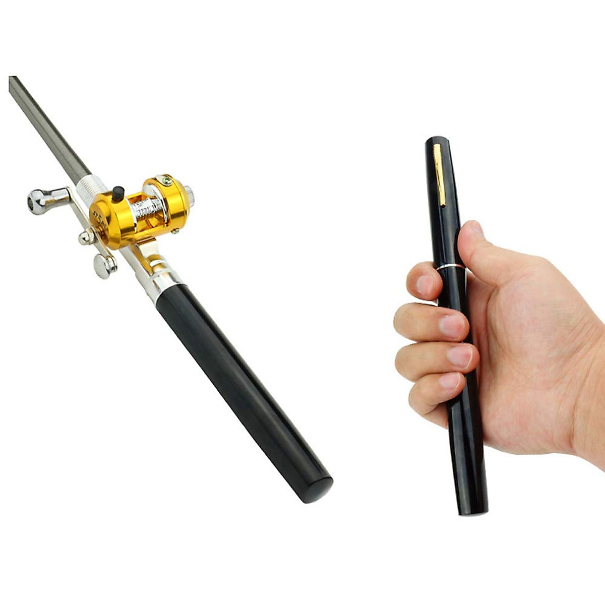 Portable Pocket Telescopic 38inch Mini Pen Shape Fishing Rod and Reel Combos, Pen Shape Folded Fishing Pole with Reel Wheel Gift, Suit for River, Lake, Reservoir, Ice Fishing and So On