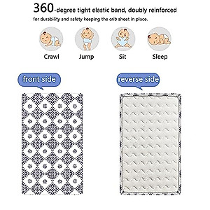 Damask Themed Fitted Crib Sheet,Standard Crib Mattress Fitted Sheet Soft & Stretchy Fitted Crib Sheet - Baby Sheet for Boys Girls,28“ x52“,Purple White