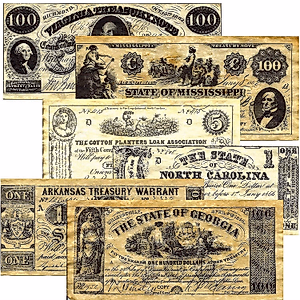 Historical Documents Confederate Currency Set: 25 Replica Notes (Set A, B, C, & D) - Civil War Era Currency Replica Set - Adults - Small - Unisex - Paper - No Assembly Required