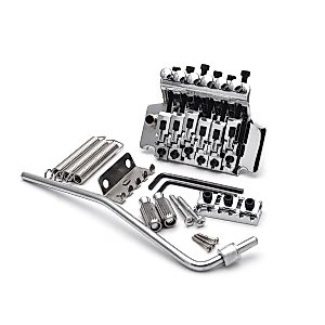 Shengsui Electric Guitar Double Locking Tremolo Bridge Set with Bar Double Locking for Floyd Rose Type Replacement Chrome