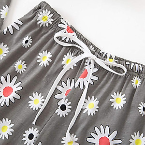 ENJOYNIGHT Womens Pajamas Set Cute Sleeveless Print Tank and Shorts Pj Set Summer Sleepwear (Large, Daisy)