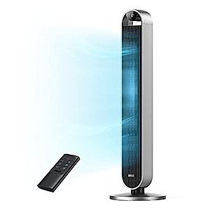 Dreo Pilot Max 120° Oscillating Tower Fan, 42 Inch Bladeless Fan for Bedroom, 25dB Quiet DC Motor, Standing Fan with Remote, 12 Hyper Wind Speeds, 4 Modes, 12H Timer Floor Fans for Home Living Room