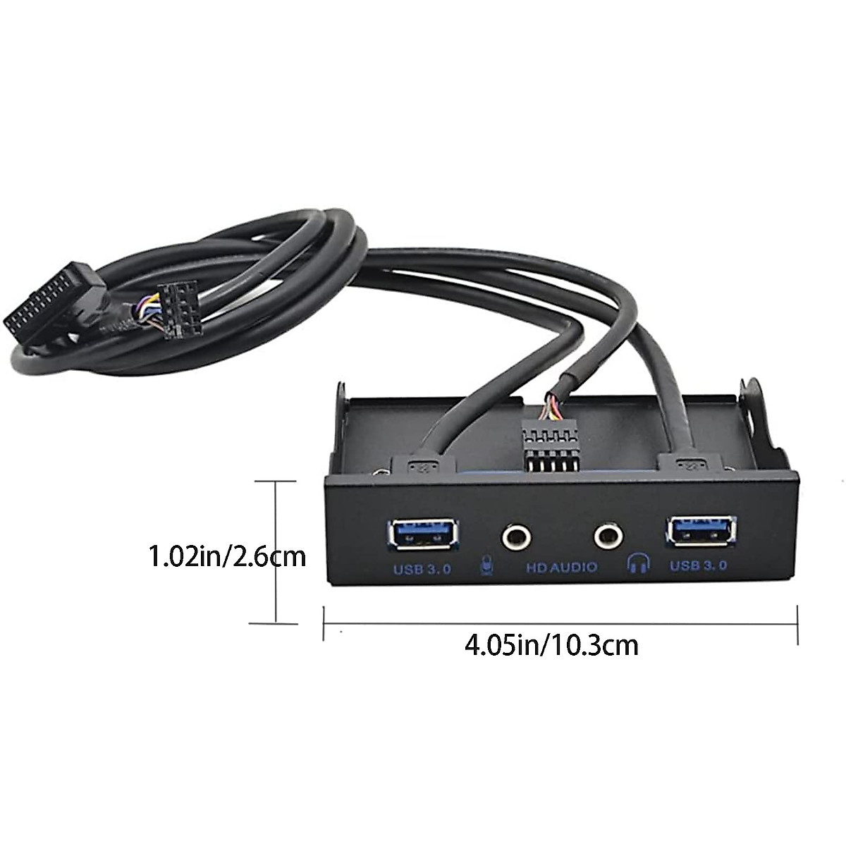 C-Zone 3.5" Floppy Bay High Speed 5 Gbps 20Pin 2 Port USB 3.0 Hub HD Audio 3.5mm Earphone Jack Mic Interface PC Front Panel Adapter