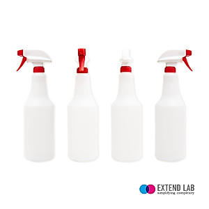 EXTEND LAB Spray Bottles - Refillable Empty Spray Bottles for Cleaning Solutions, Hair Spray, and Watering Plants - Superior Flex Nozzles with Squirt, and Mist Sprayer - 2 Pack, 30 Oz