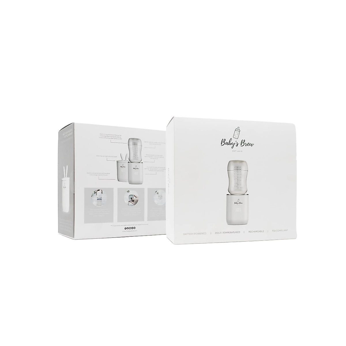 Baby's Brew Portable Bottle Warmer Pro - Milk Warmers for Breastmilk or Formula, Leak-Proof Design, Travel-Friendly, Cordless, Battery-Powered, 8-12 Hour Battery Life, Baby Shower Set (Warmer Only)