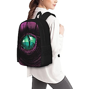 Sdfsdby Green Eye Of A Violet Dragon Backpacks Boys Girls School Computer Bookbag Travel Hiking Camping Daypack Casual Laplop Backpack for Unisex Teens