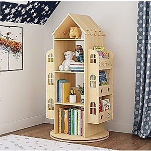 Heehee Rotating Bookshelf 360 Display Floor Standing Bookcase Storage Rack for Kids Children's Bookshelf, Book Display Stand, Wood Book Shelf Organizer for Kids, Storage Book Display Case Bookrack