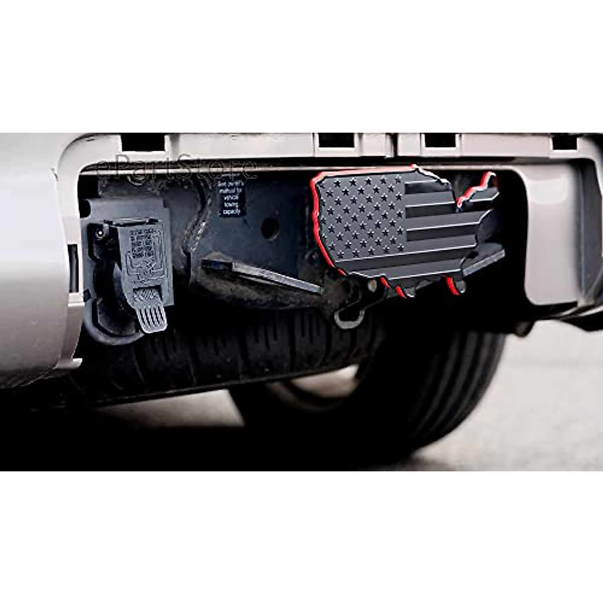 eVerHITCH USA Map Flag Metal Trailer Hitch Cover Heavy Duty for Trucks Cars SUV (Fits 2" Receiver, Black Map)