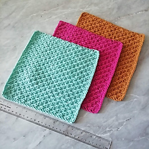 Set 3 Dishcloths Scowing Rag Towels Hand Knitted Cotton Coasters Drink Absorbent Hot Pads Mats Home Kitchen Square Reusable Cleaning Supplies Craft Tools Zero Waste Handmade