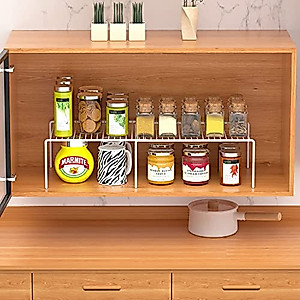 GEDLIRE Kitchen Cabinet Expandable Shelf Organizers Set of 2, Adjustable Metal Wire Pantry Storage Shelves, Plate Dish Organizer Rack for Cabinets, Cupboard, Counter, Freezer, Countertop, White